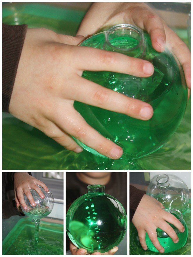 Christmas Water Play With Plastic Ornaments - Little Bins for Little Hands