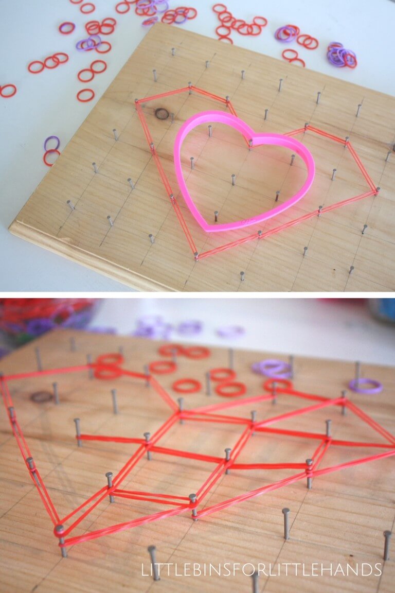 Heart Geoboard Patterns - Little Bins for Little Hands