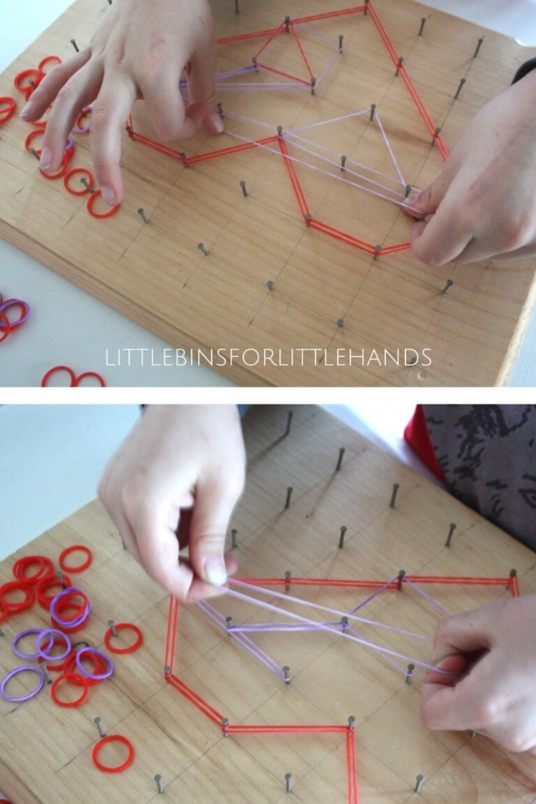 Heart Geoboard Patterns - Little Bins for Little Hands