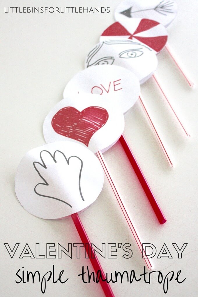 Valentines Toy: Make A Thaumatrope Spinner - Little Bins for Little Hands