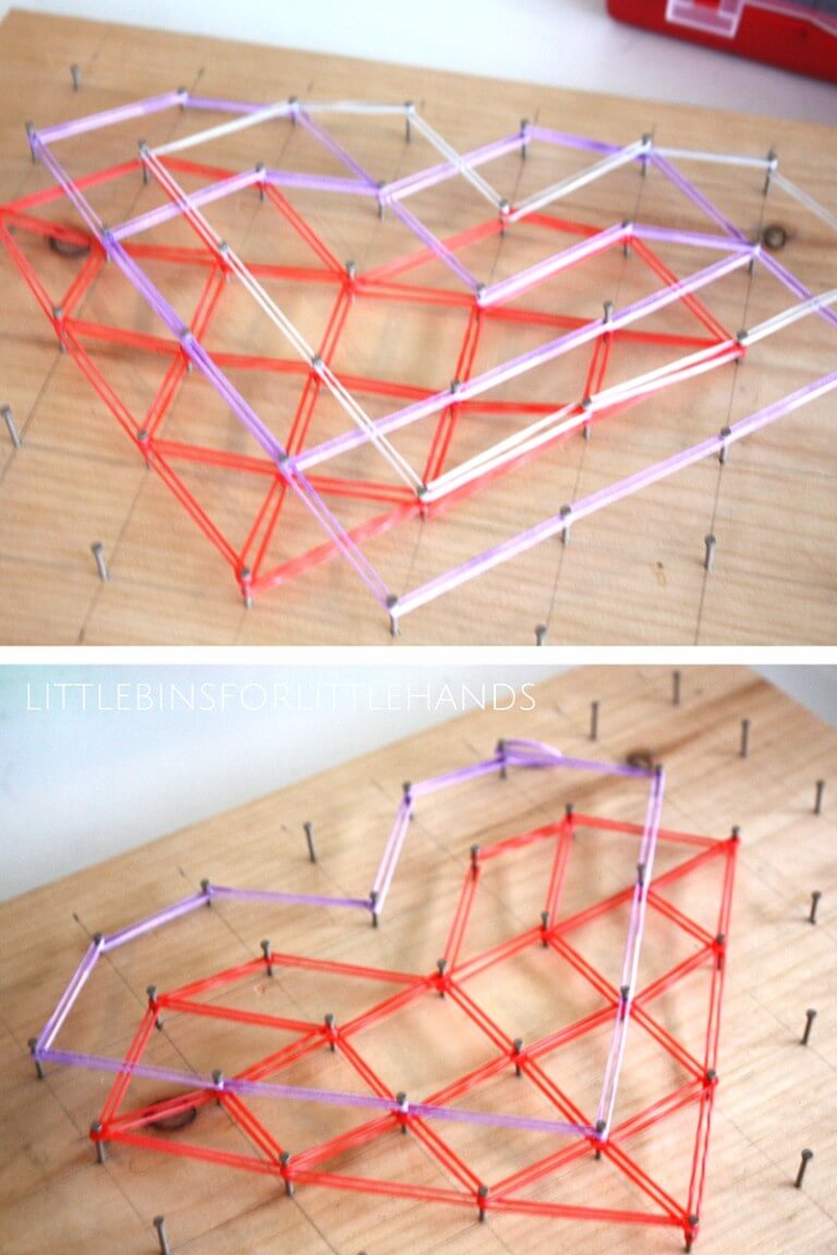 Heart Geoboard Patterns - Little Bins for Little Hands