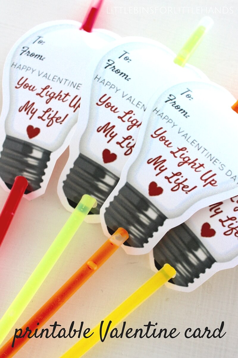Glow Stick Valentines (Free Printable) - Little Bins for Little Hands