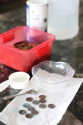 Green Pennies Experiment - Little Bins for Little Hands