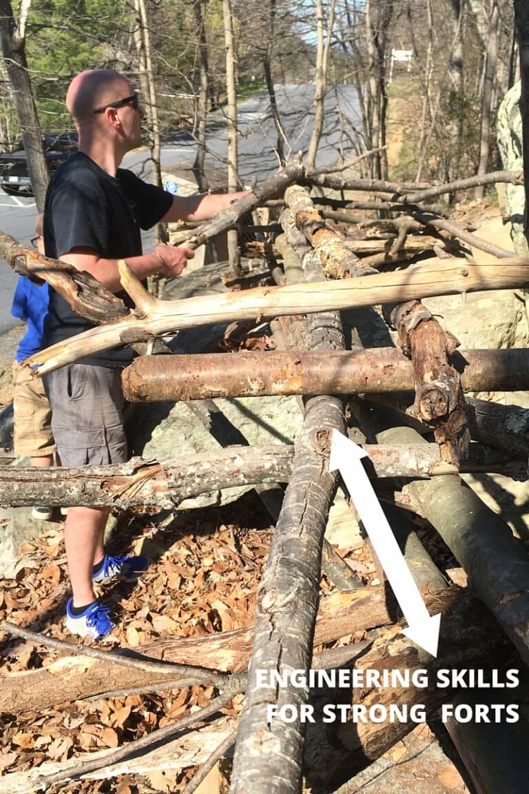 Homemade Stick Fort For Outdoor STEM