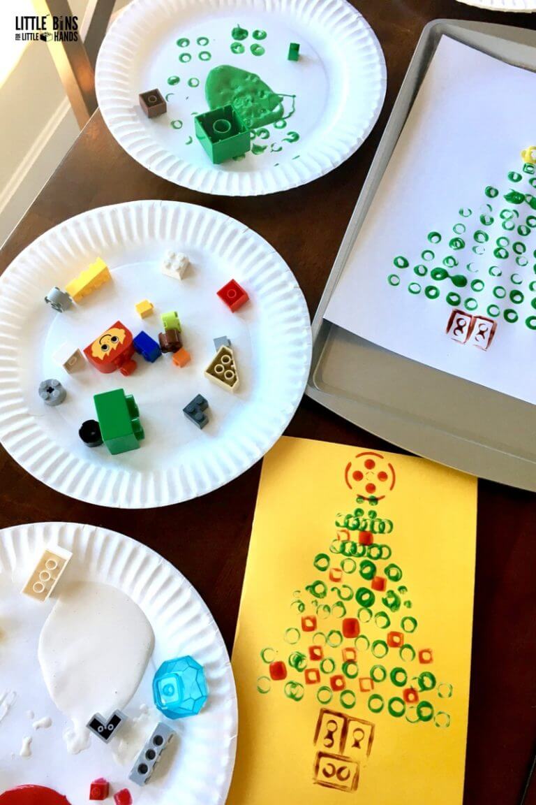LEGO Christmas Cards for Kids To Make - Little Bins for Little Hands