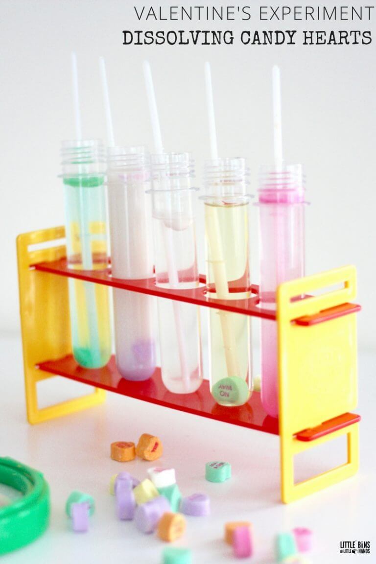 Dissolving Candy Heart Experiment - Little Bins for Little Hands