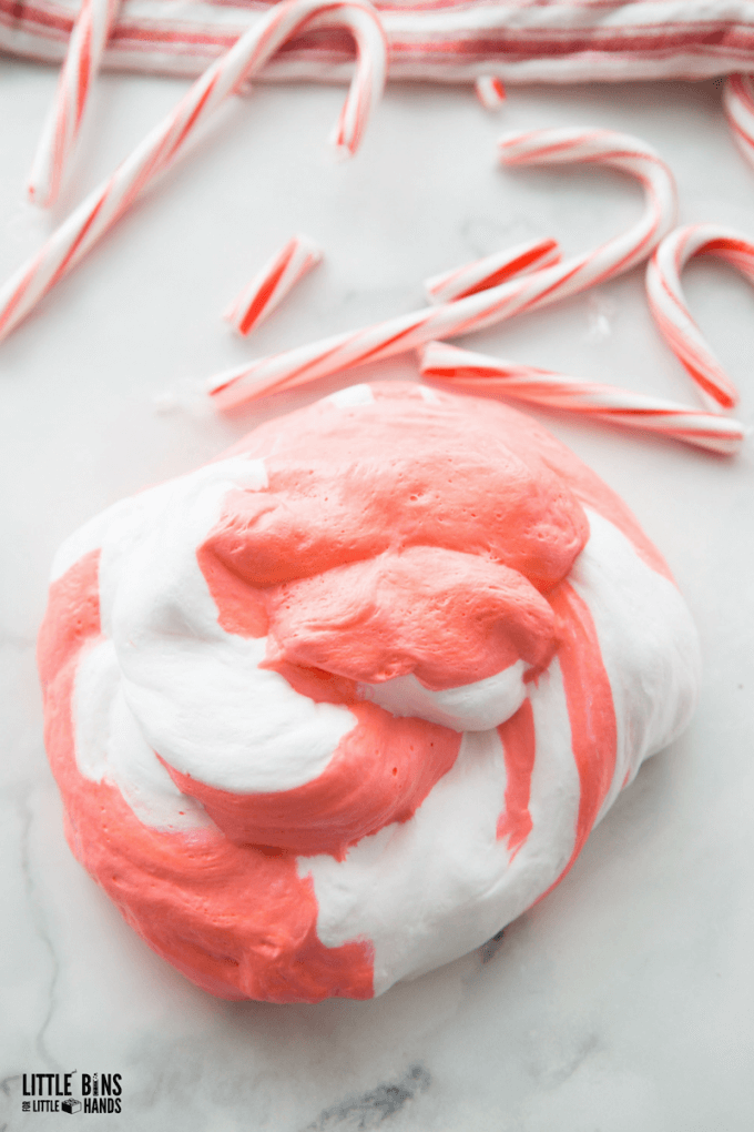 Fluffy Candy Cane Christmas Slime - Little Bins for Little Hands
