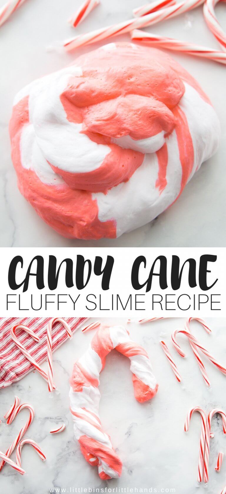 Fluffy Candy Cane Christmas Slime - Little Bins for Little Hands