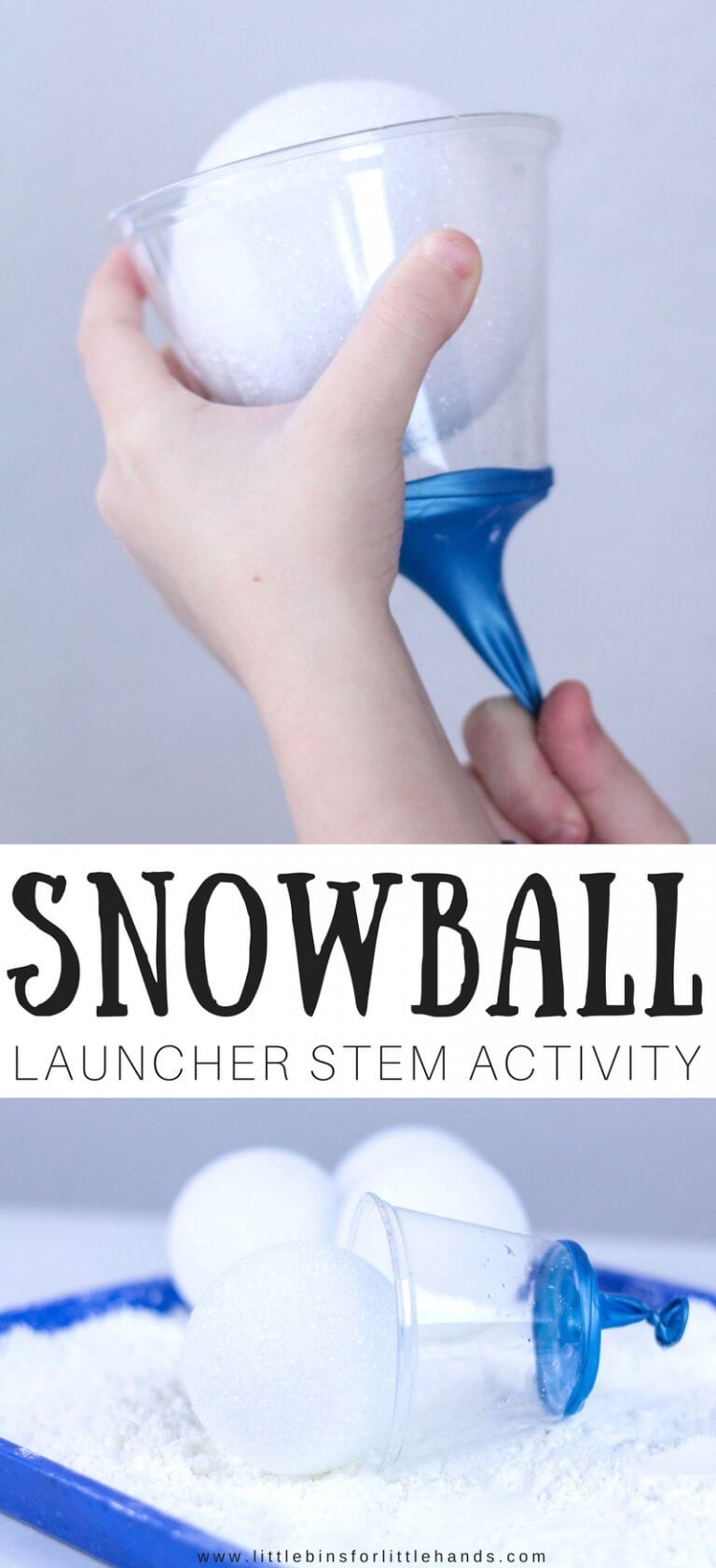 Make A Snowball Launcher For STEM - Little Bins for Little Hands