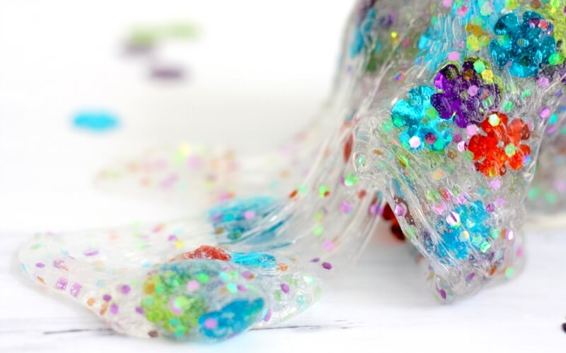 Spring Slime Recipe with Flower Confetti - Little Bins for Little Hands