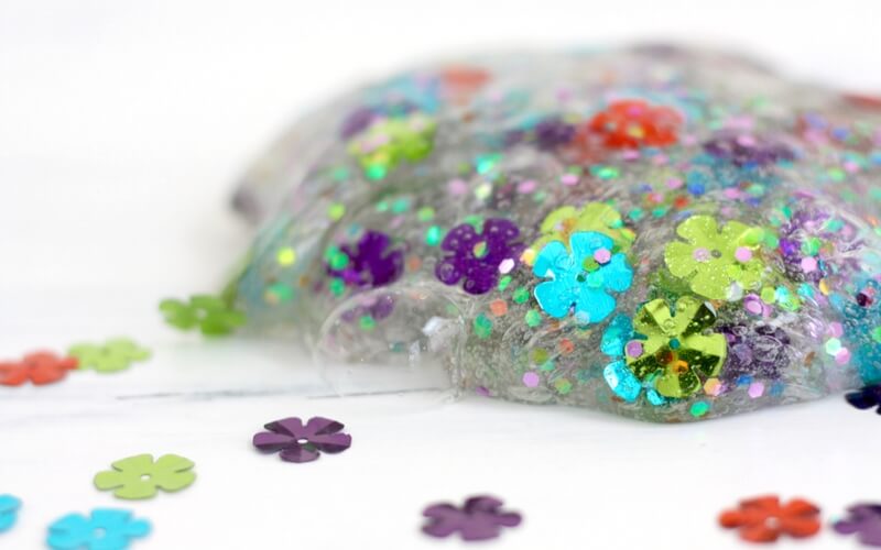 Spring Slime Recipe with Flower Confetti - Little Bins for Little Hands