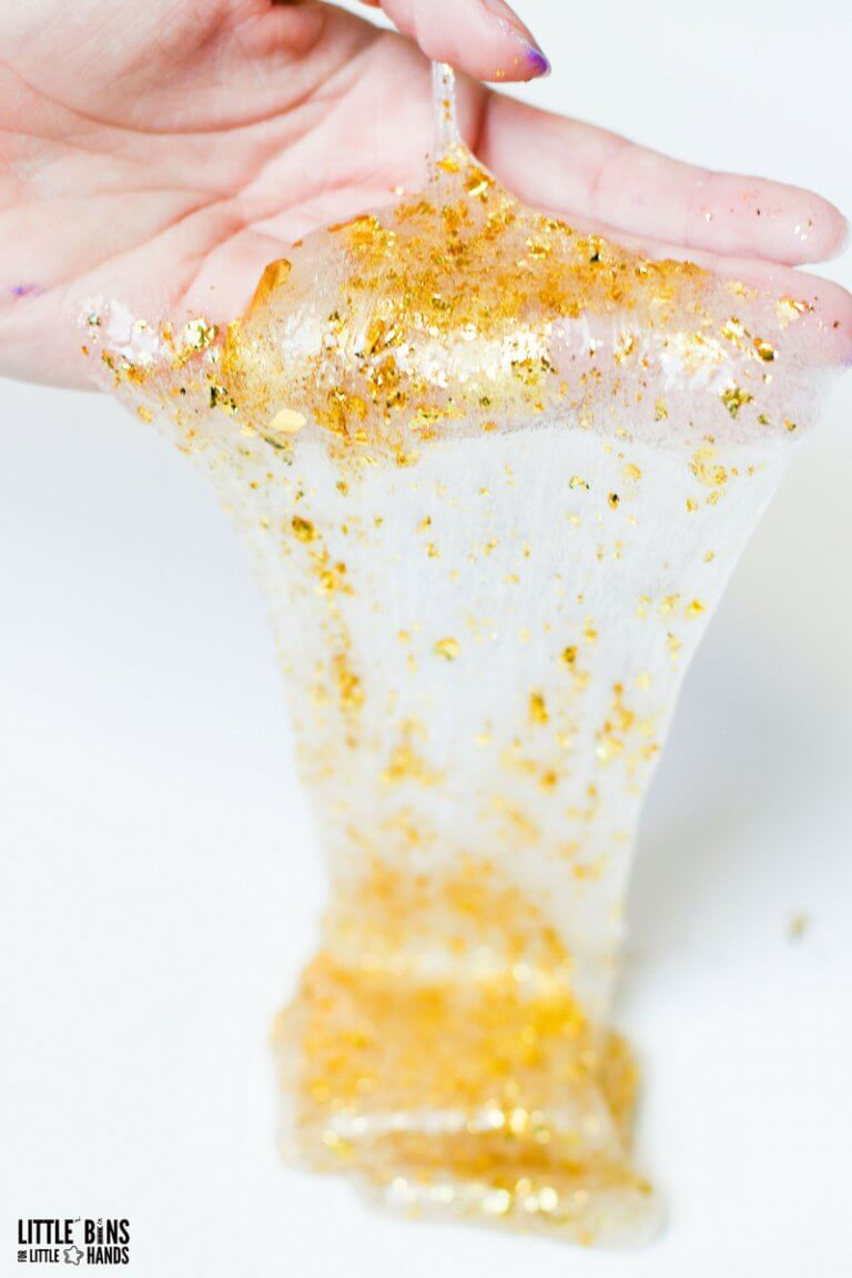 How To Make Gold Leaf Slime - Little Bins for Little Hands