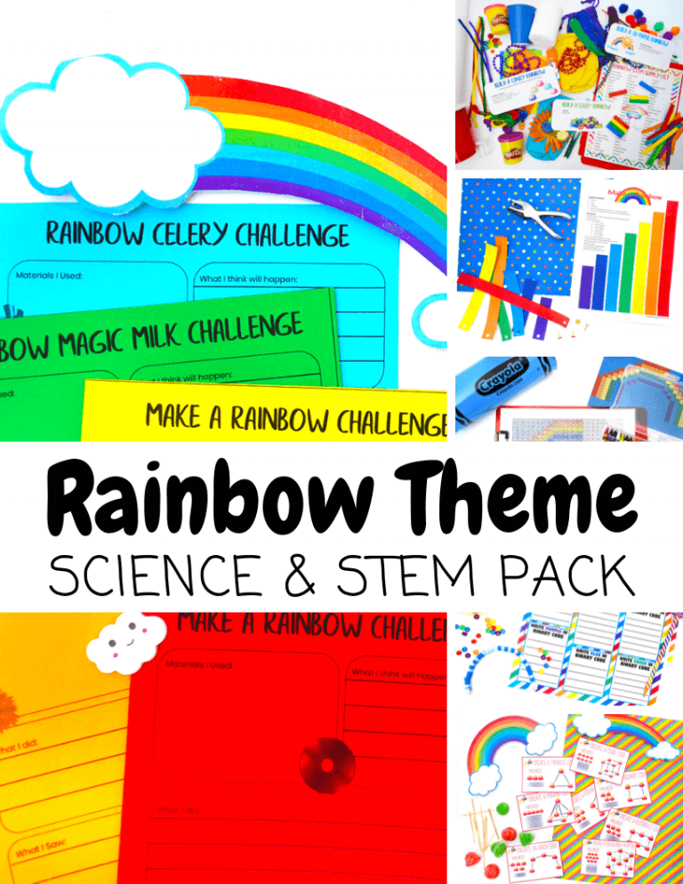Rainbow STEM Challenges for Kids (FREE Printable Pages)