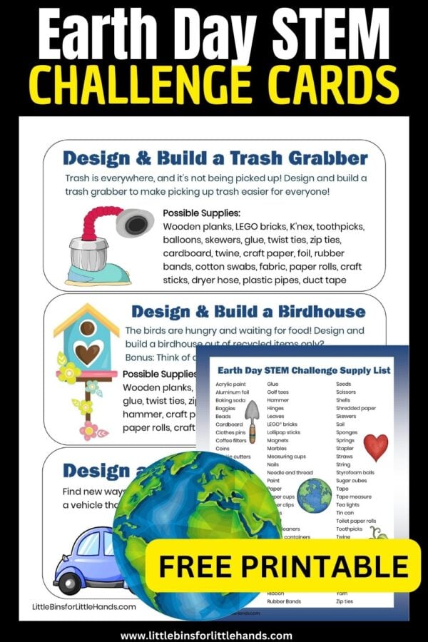 Earth Day STEM Challenges (FREE Printable) | Little Bins for Little Hands