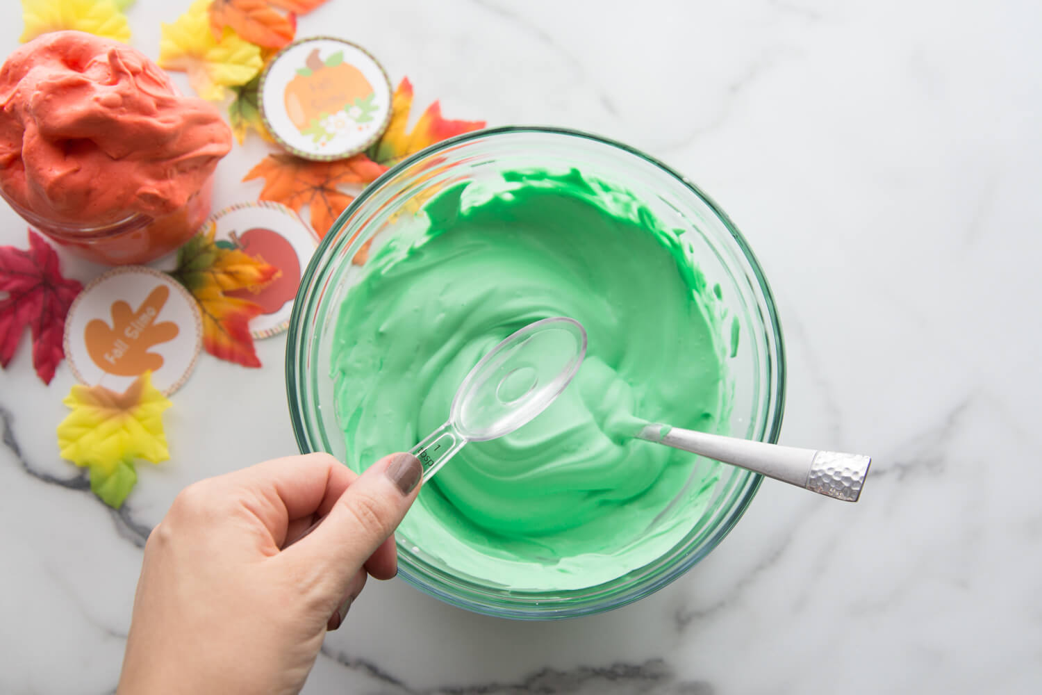 Easy Fluffy Slime Recipe For Fall - Little Bins for Little Hands