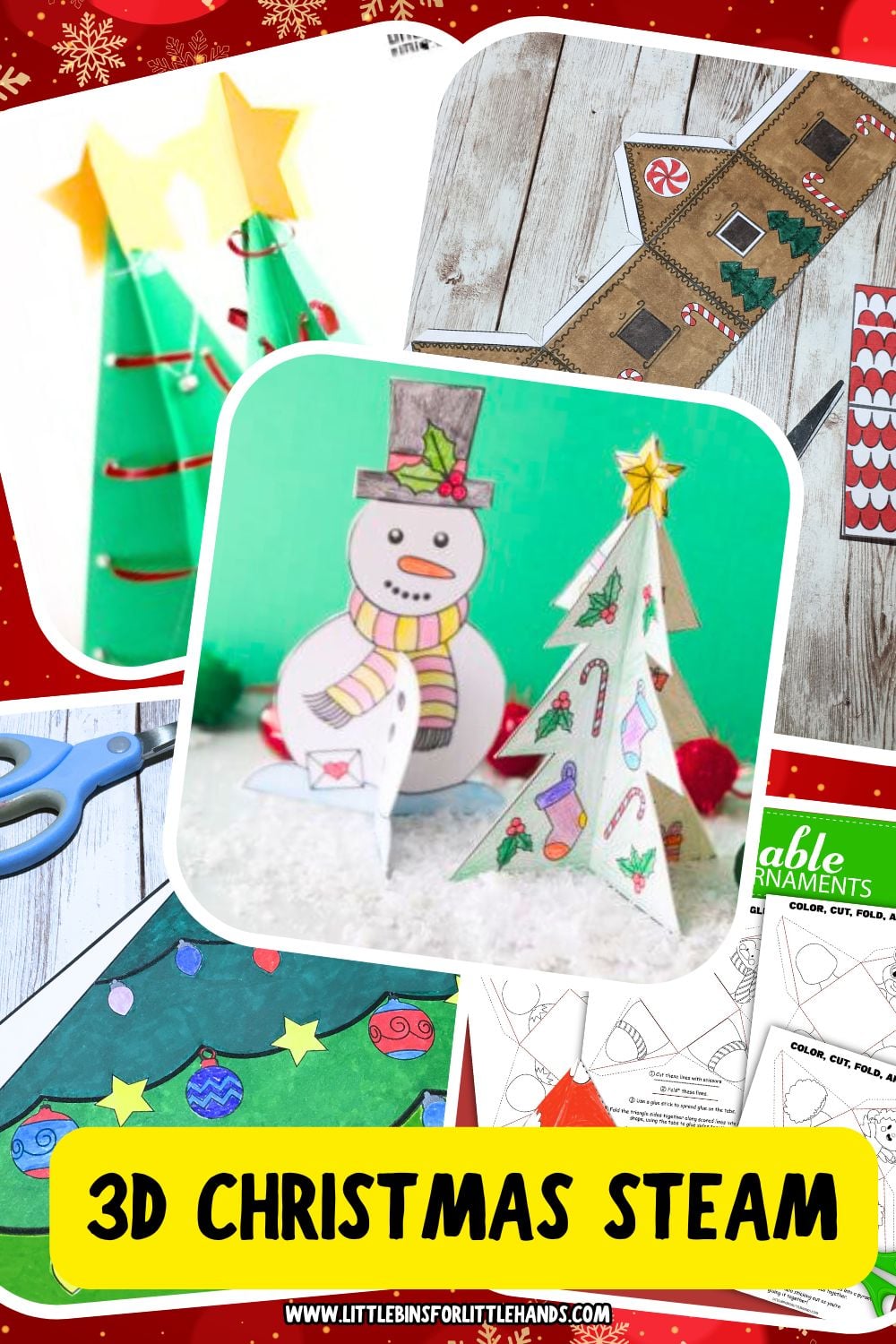 Easy 3D Christmas Tree Craft (Printable Kids’ Activity) - Little Bins ...