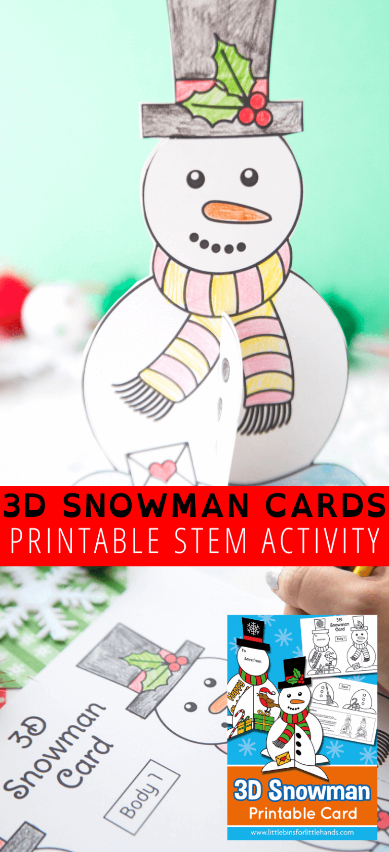 3D Snowman Craft (Free Snowman Template) - Little Bins for Little Hands