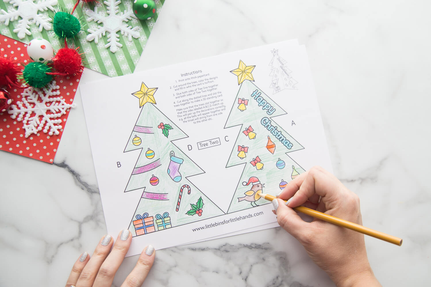 3D Christmas Tree Template - Little Bins for Little Hands
