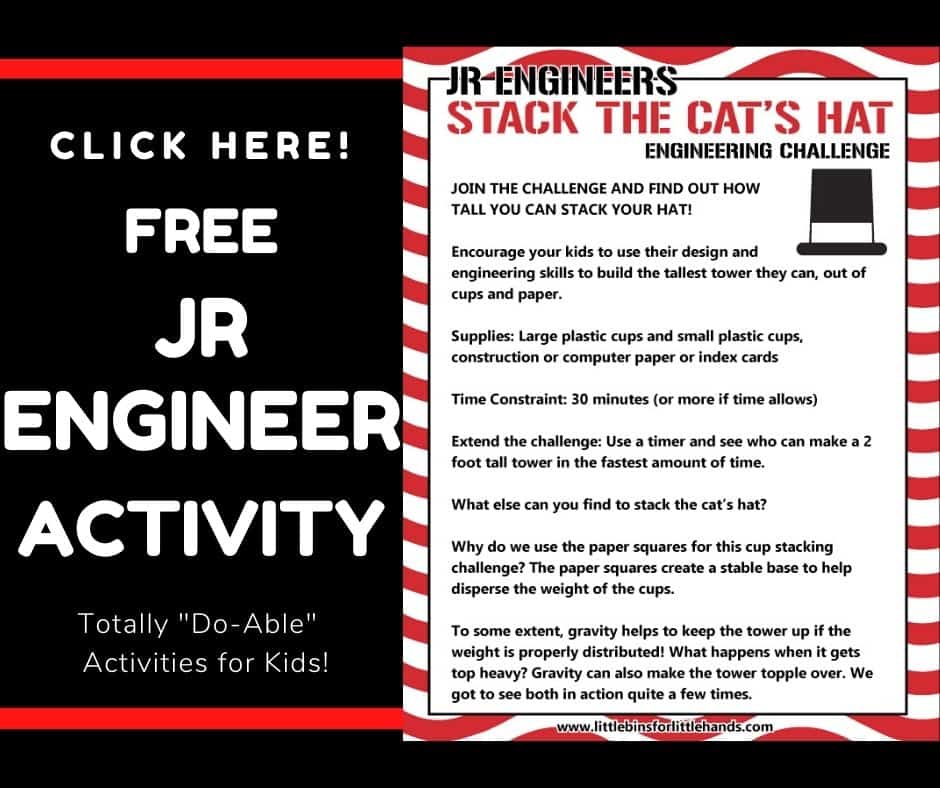 Cat In A Hat Cup Stacking Challenge - Little Bins for Little Hands