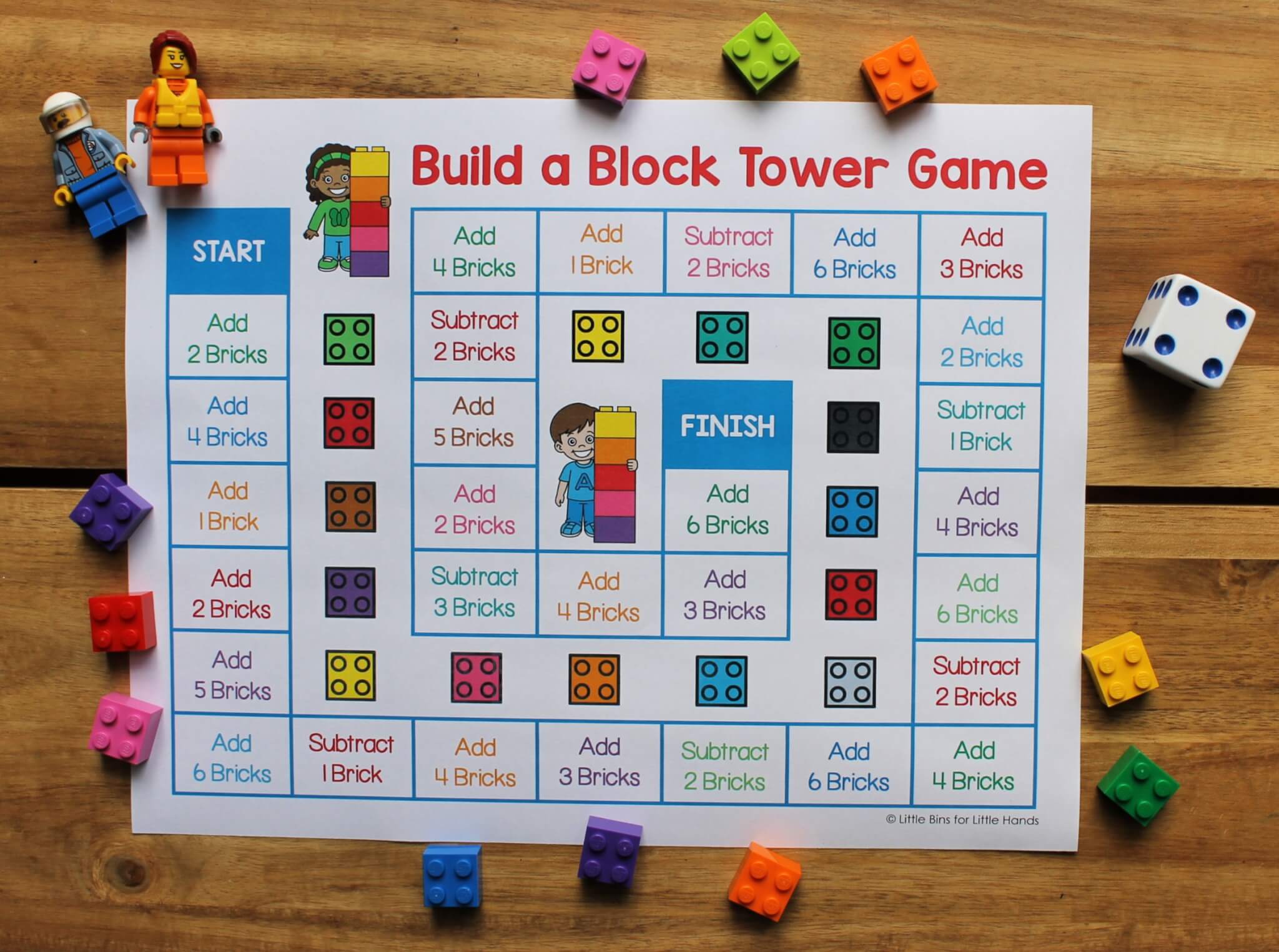 LEGO Tower Game Little Bins And Bricks