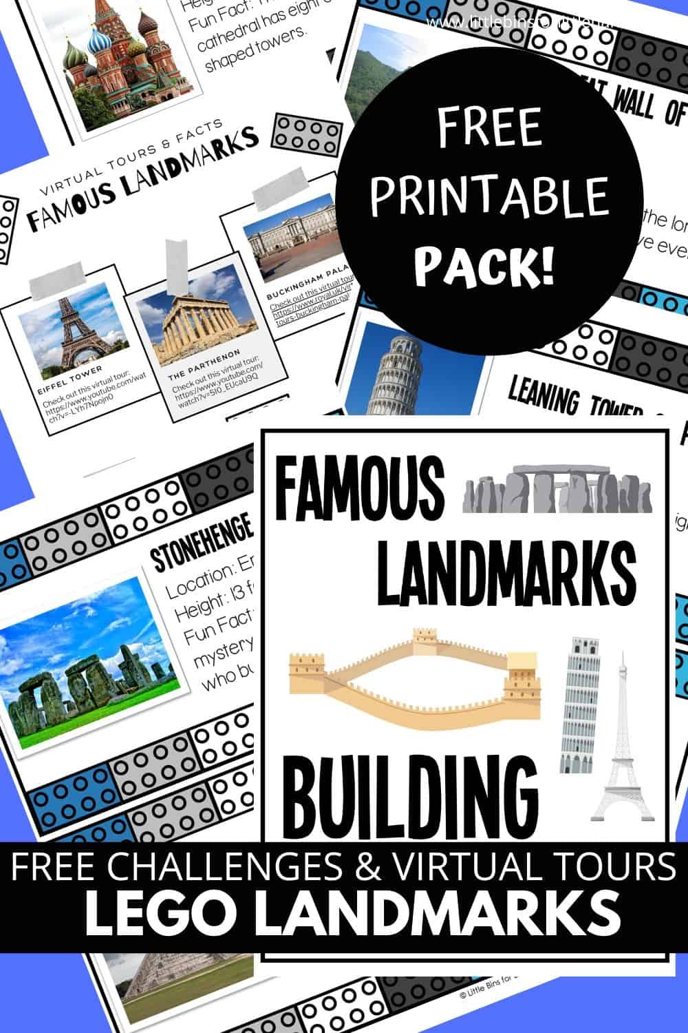 LEGO Landmark Challenges and Virtual Tours with FREE Printable