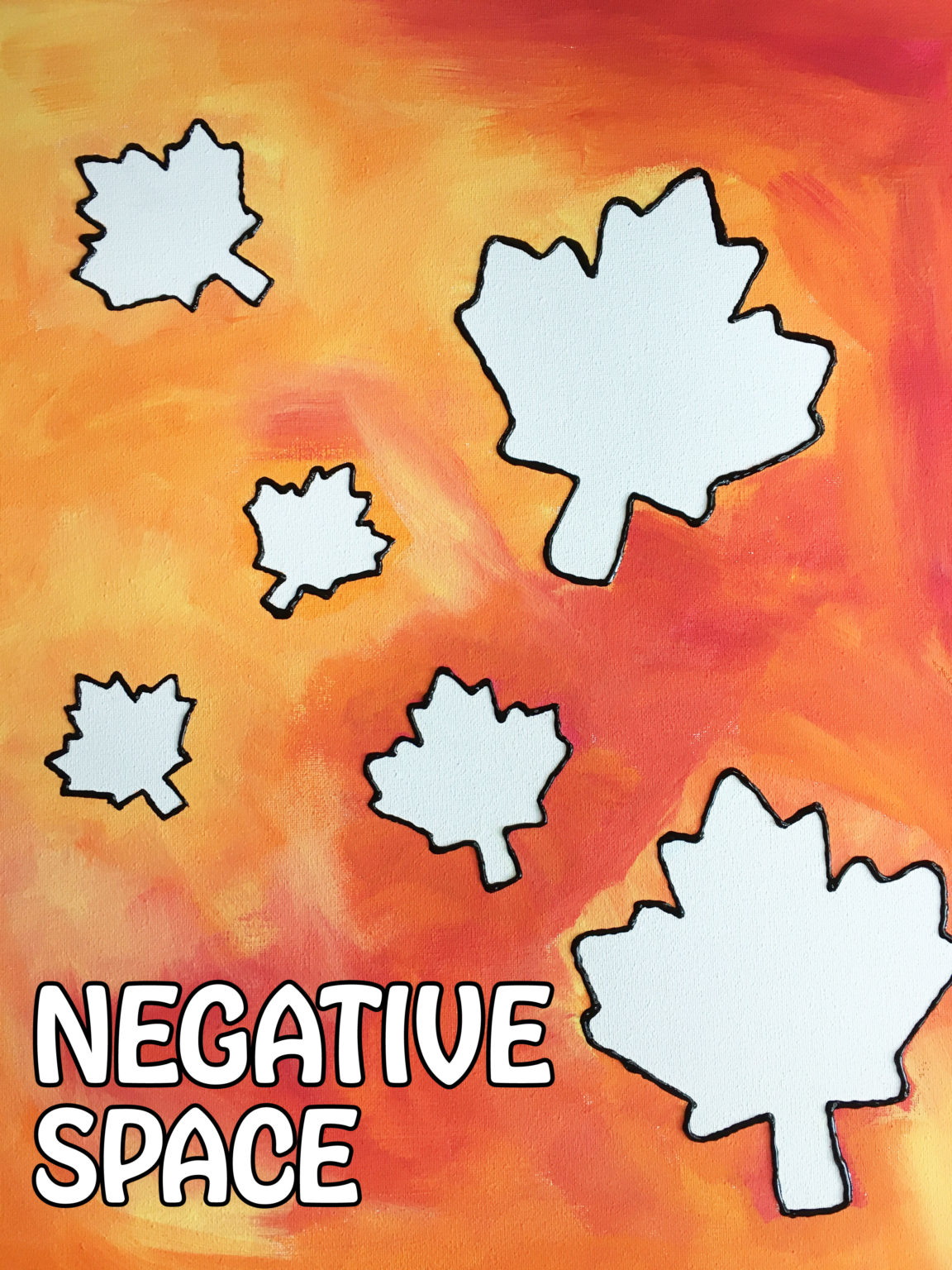 Fall Leaf Painting with Negative Space Art - Little Bins for Little Hands