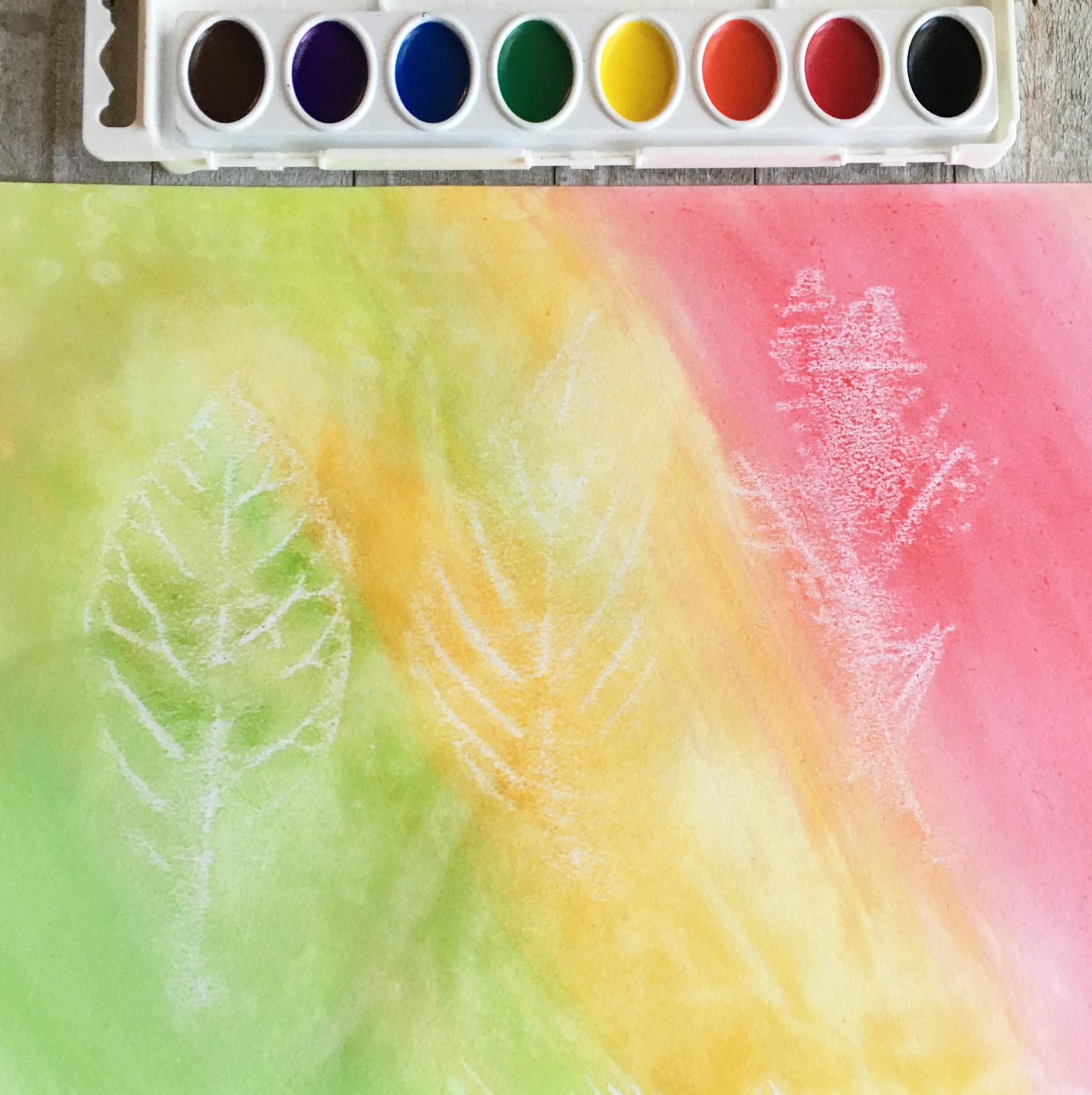 Leaf Painting With Crayon Resist Art - Little Bins for Little Hands