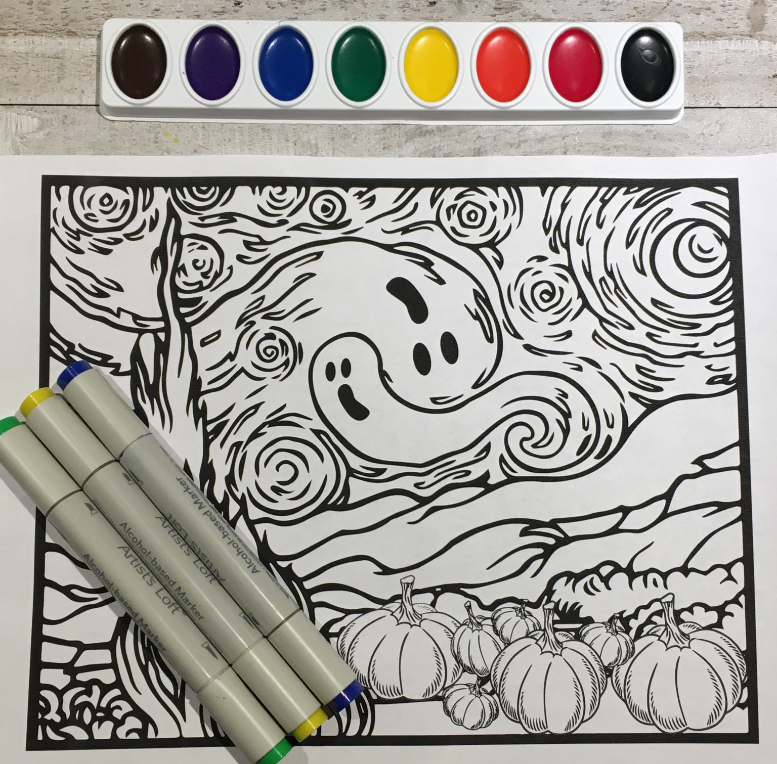 Halloween Starry Night Art Project (Scary Night)