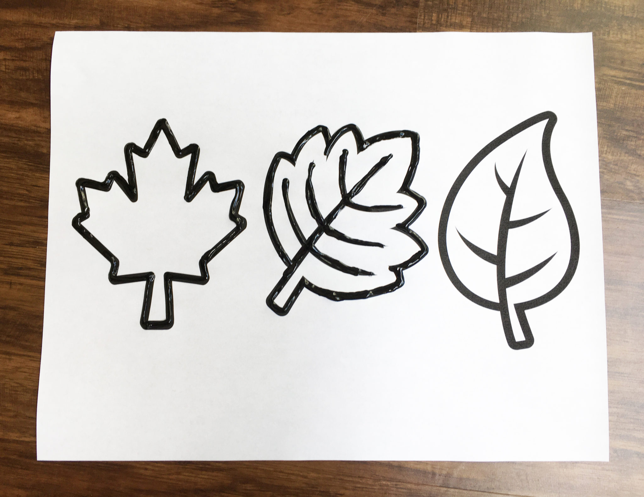 Fall Leaves With Black Glue - Little Bins for Little Hands