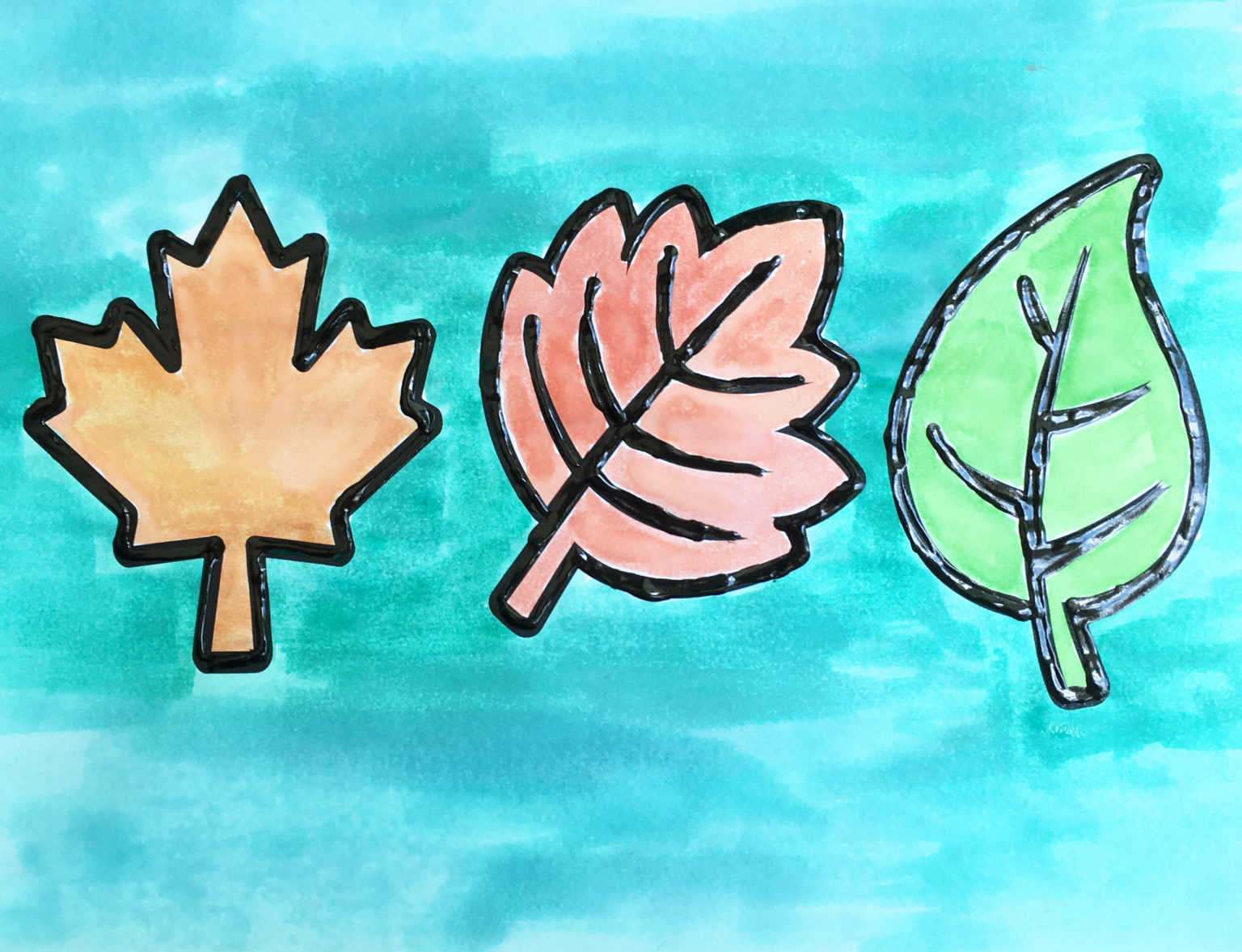 Fall Leaves With Black Glue - Little Bins for Little Hands