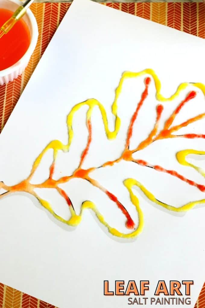 Leaf Salt Painting For Fall - Little Bins for Little Hands