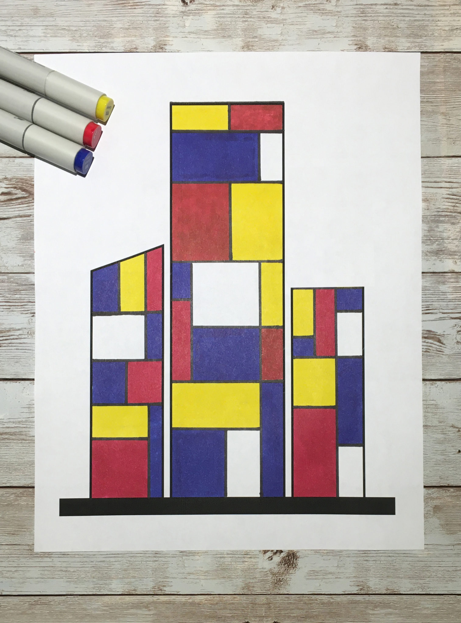 Mondrian Art Activity For Kids (Free Template) - Little Bins for Little ...