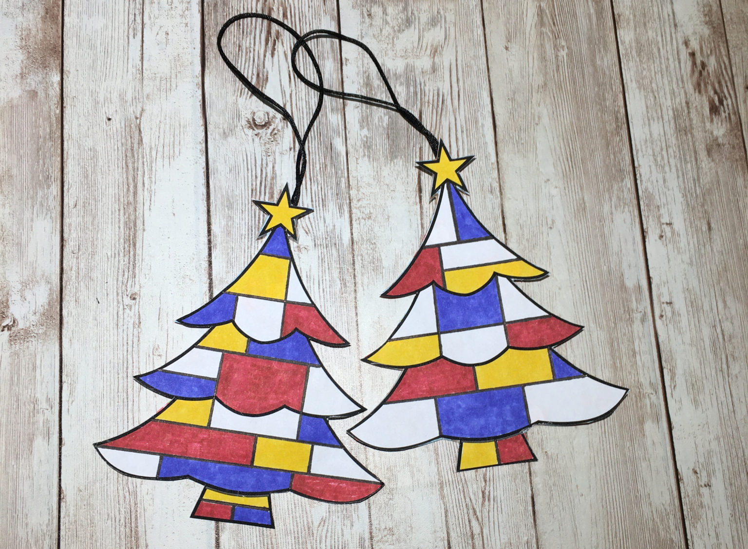 Mondrian Christmas Tree Ornaments - Little Bins for Little Hands