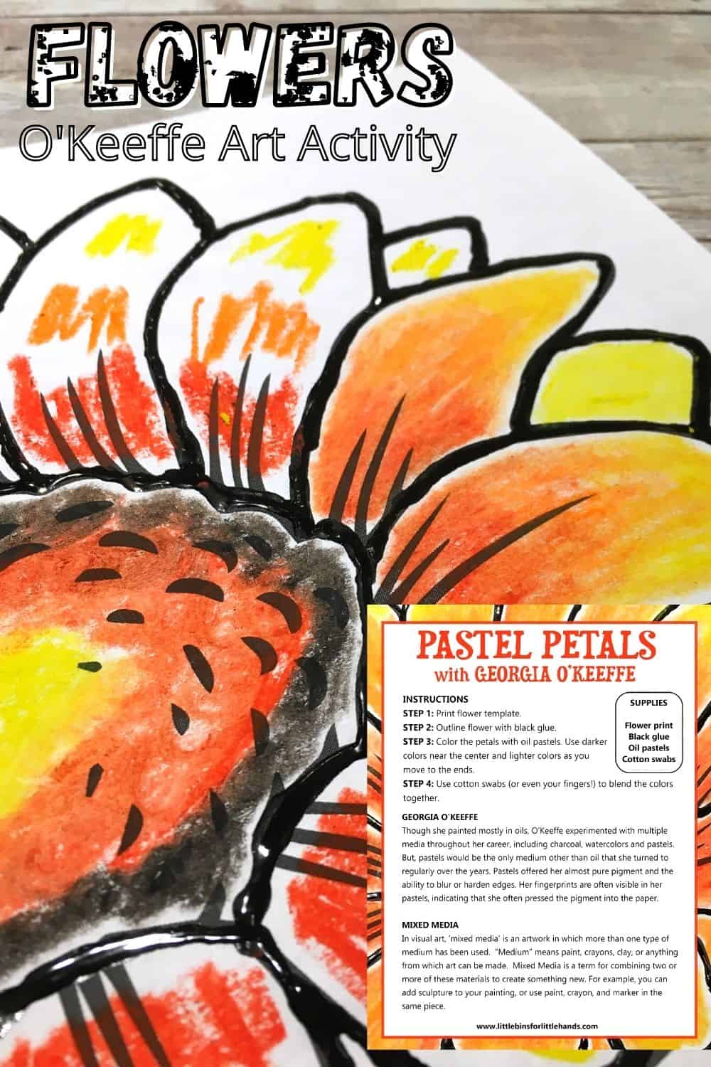 Georgia O’Keeffe Flower Art Project (Oil Pastel Flowers for Kids)