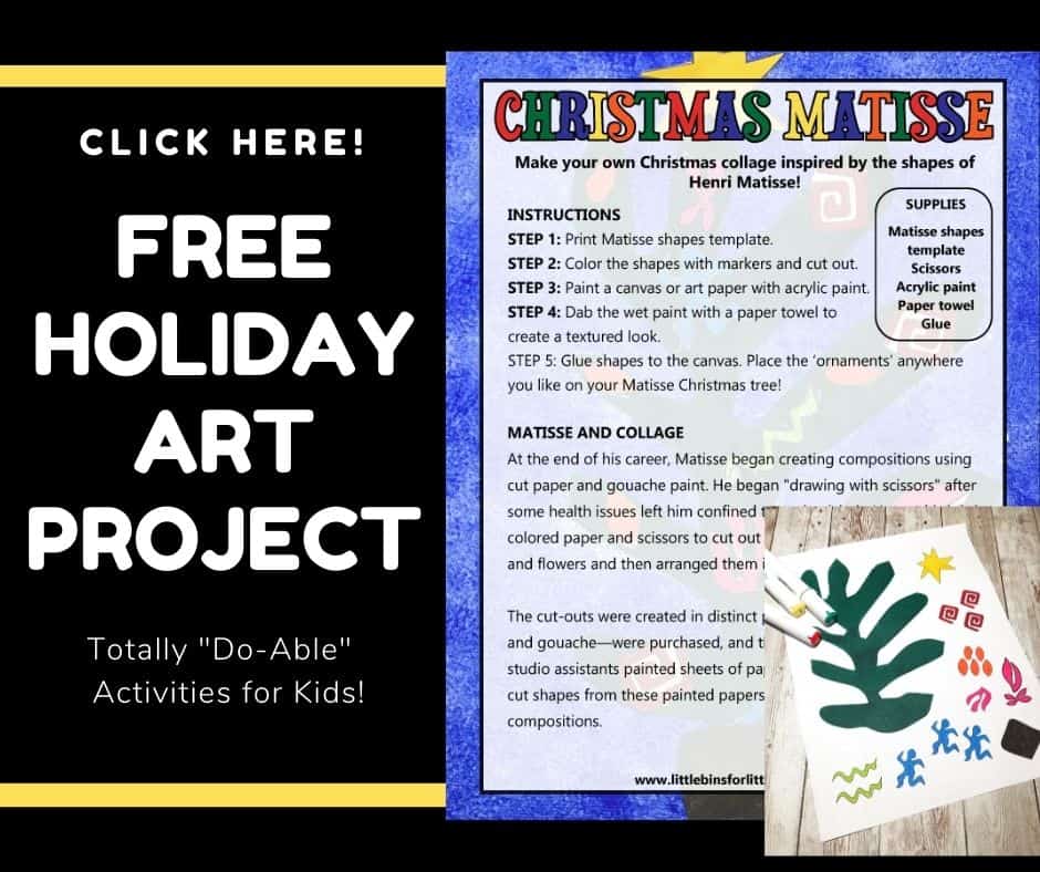 Matisse Christmas Tree Art (FREE Template) - Little Bins for Little Hands