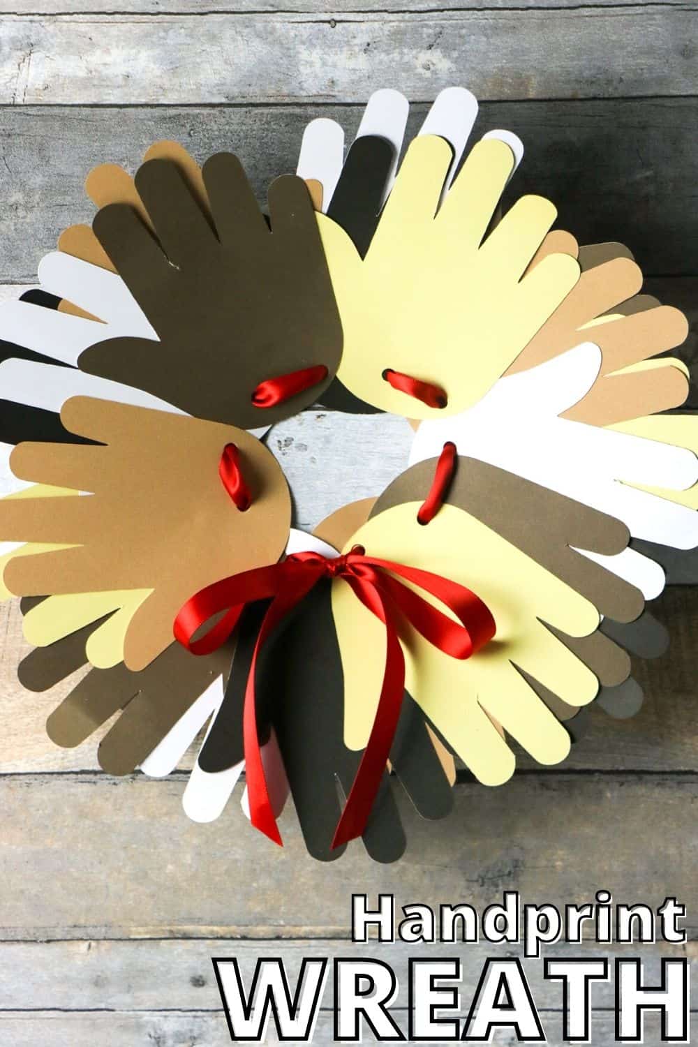 Handprint Wreath For Black History Month - Little Bins for Little Hands