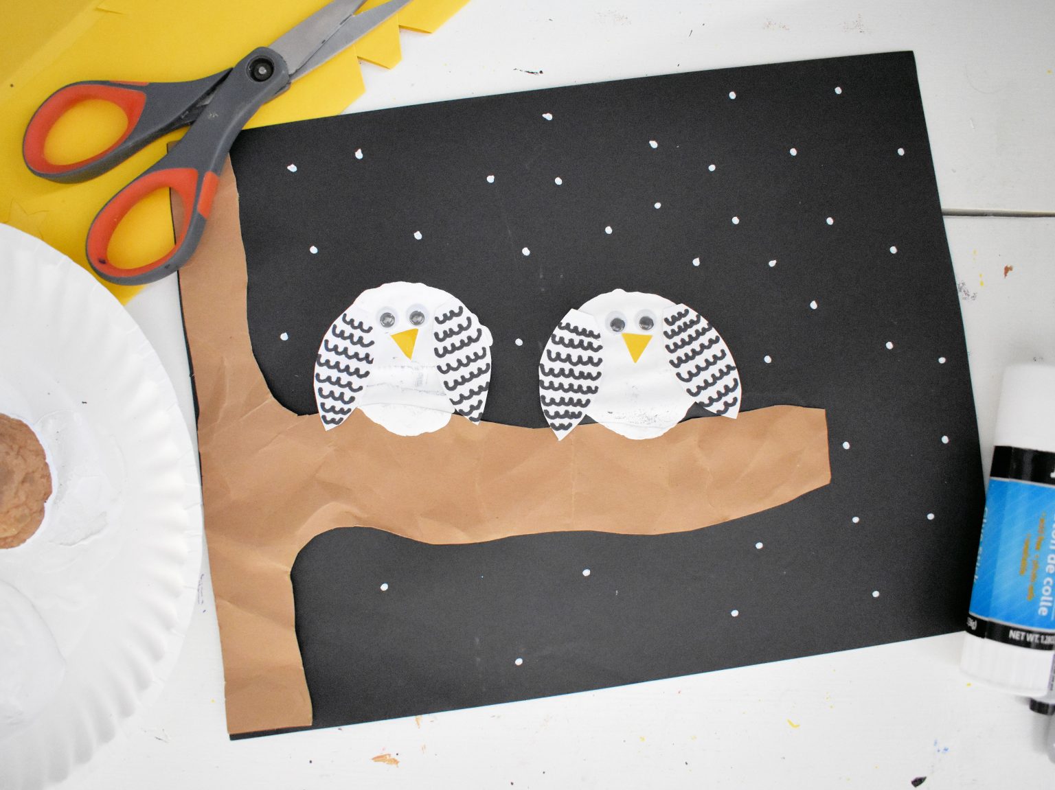 Winter Owl Printing With Potatoes - Little Bins for Little Hands