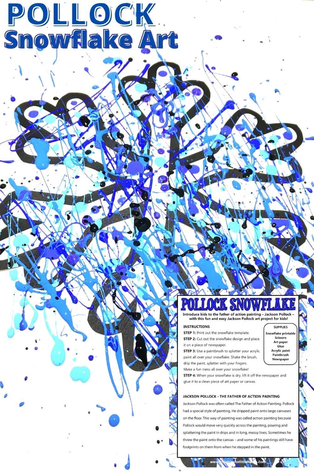 Pollock Winter Snowflake Painting - Little Bins for Little Hands