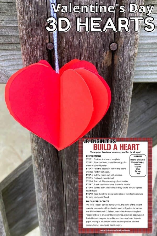 3D Valentine Heart Craft - Little Bins for Little Hands