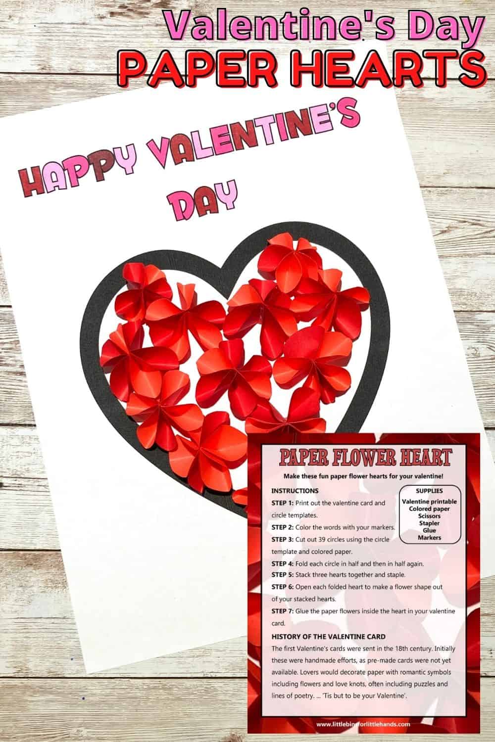 Valentine's Day Paper Flower Heart Card - Little Bins for Little Hands