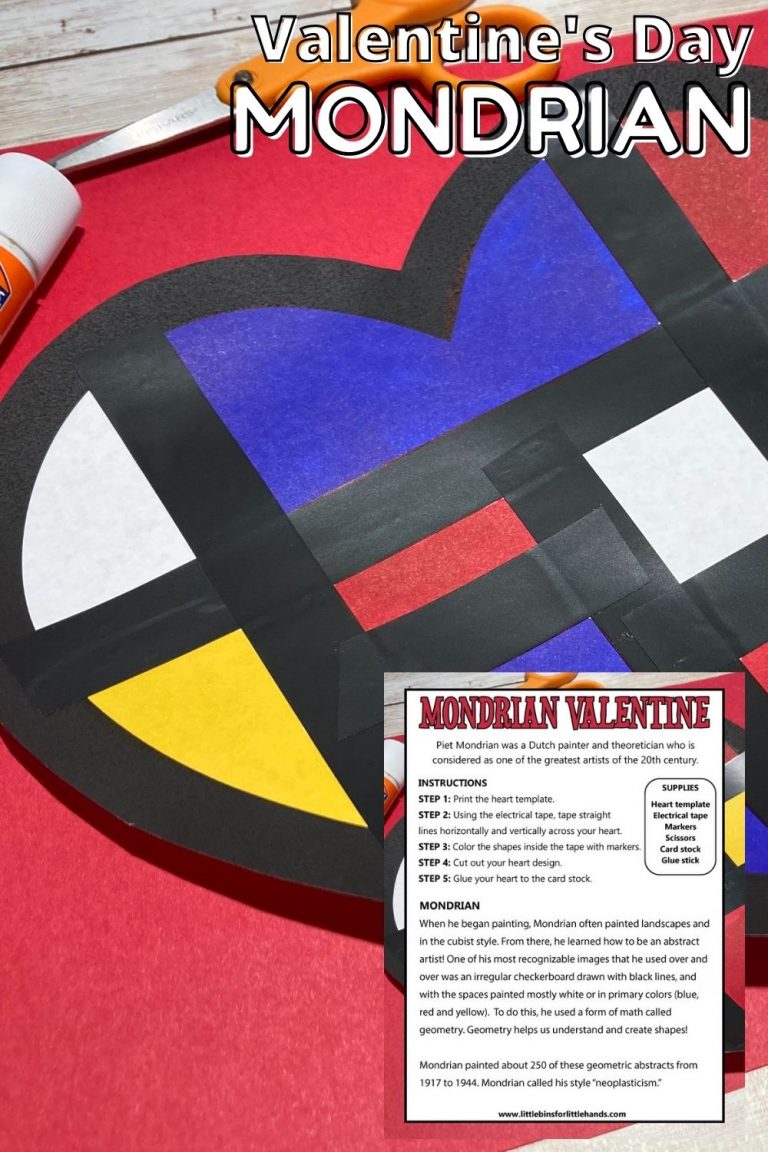 Mondrian Heart Art For Valentine's Day - Little Bins for Little Hands