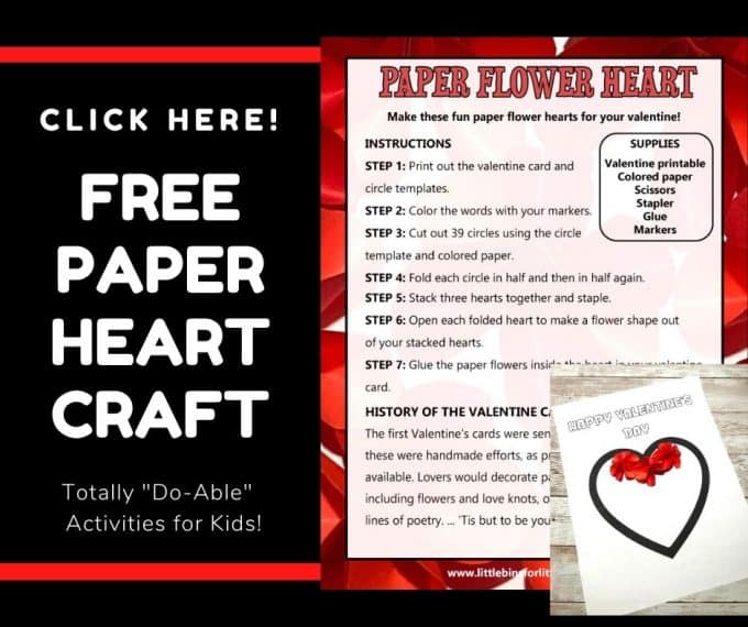 Valentine's Day Paper Flower Heart Card - Little Bins for Little Hands