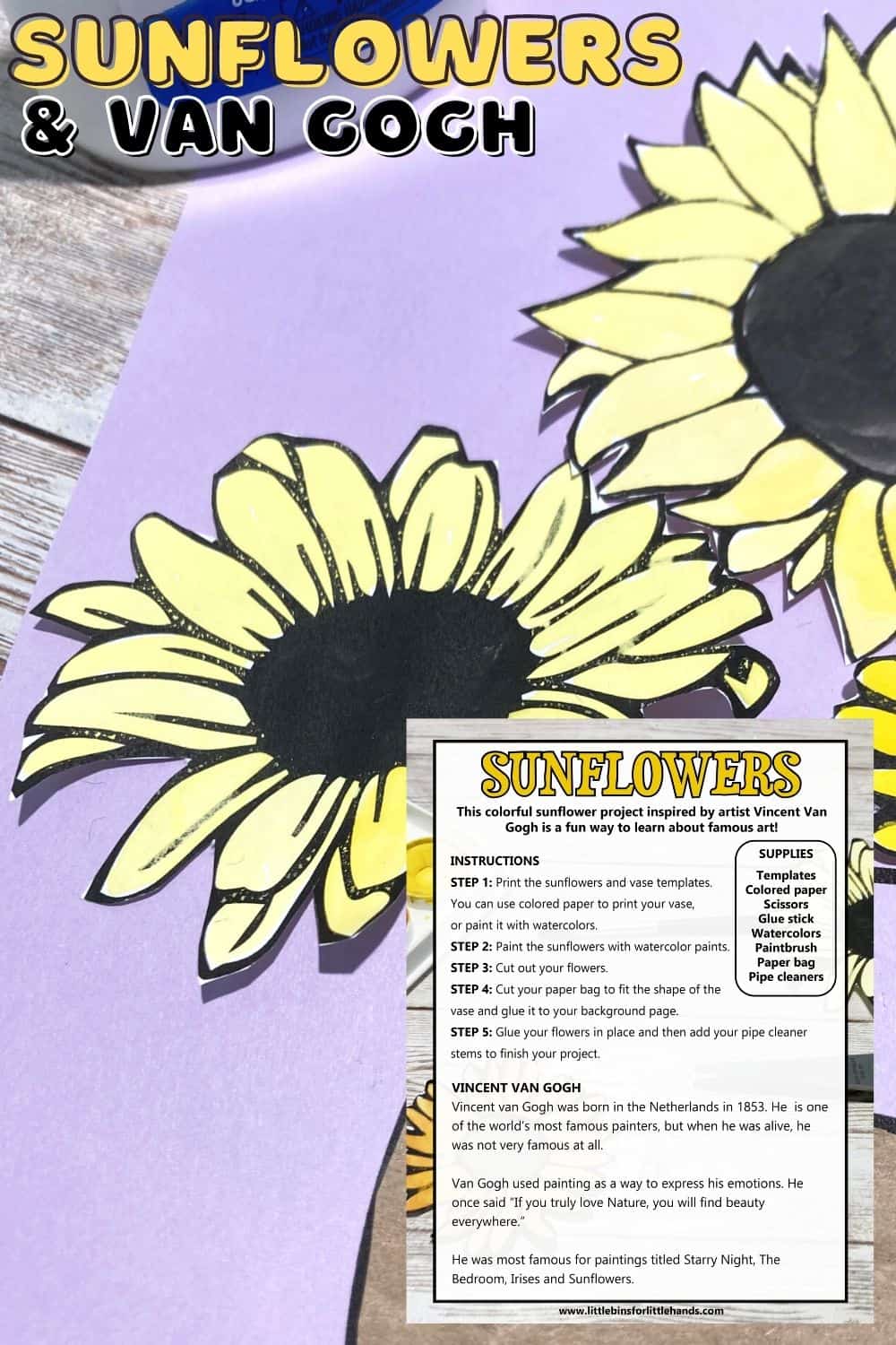 Sunflower Art With Vincent Van Gogh - Little Bins for Little Hands