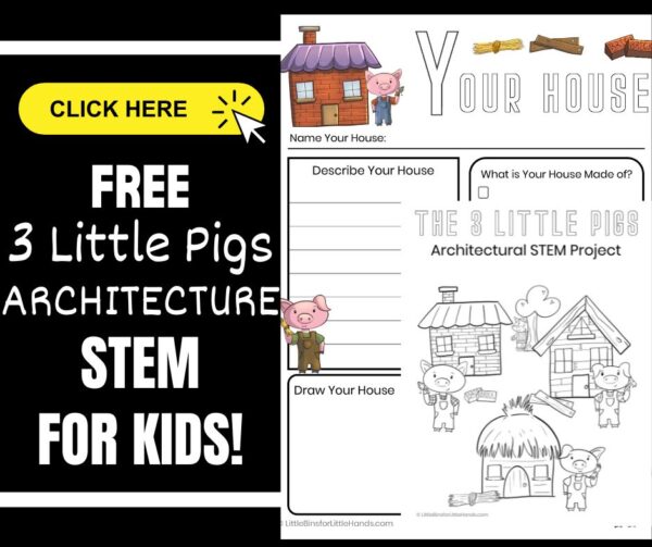 Three Little Pigs STEM challenge (Free Architectural Printable)