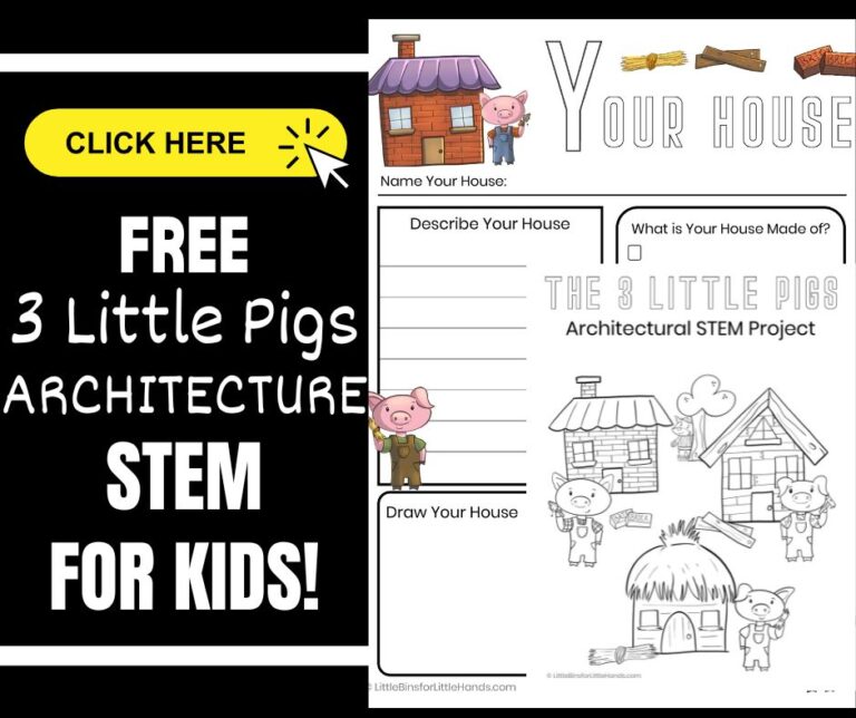 Three Little Pigs STEM challenge (Free Architectural Printable)