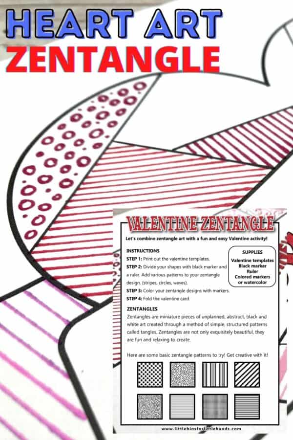 Zentangle Valentine Hearts (Free Printable) - Little Bins for Little Hands