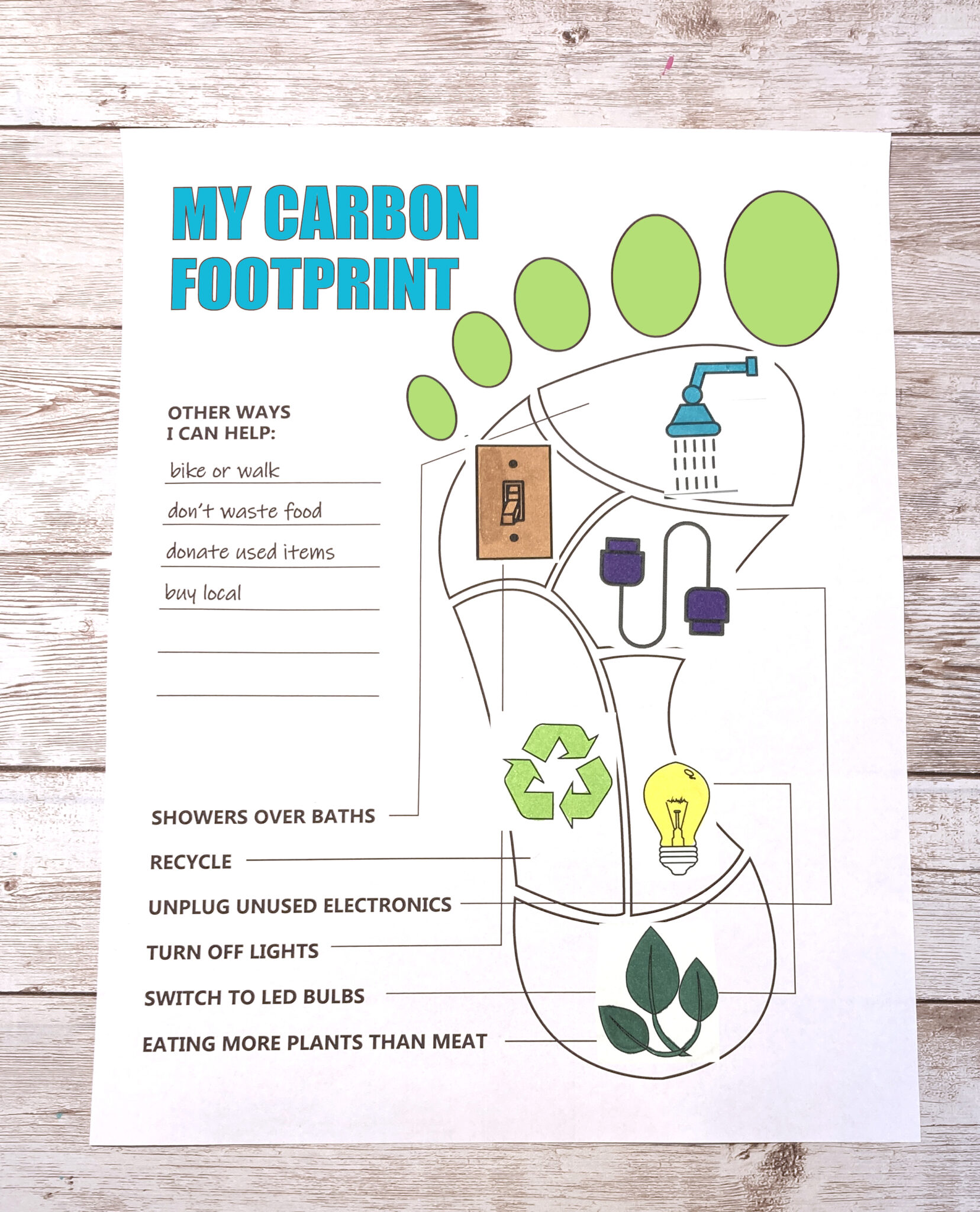 Carbon Footprint Worksheet For Kids - Little Bins for Little Hands
