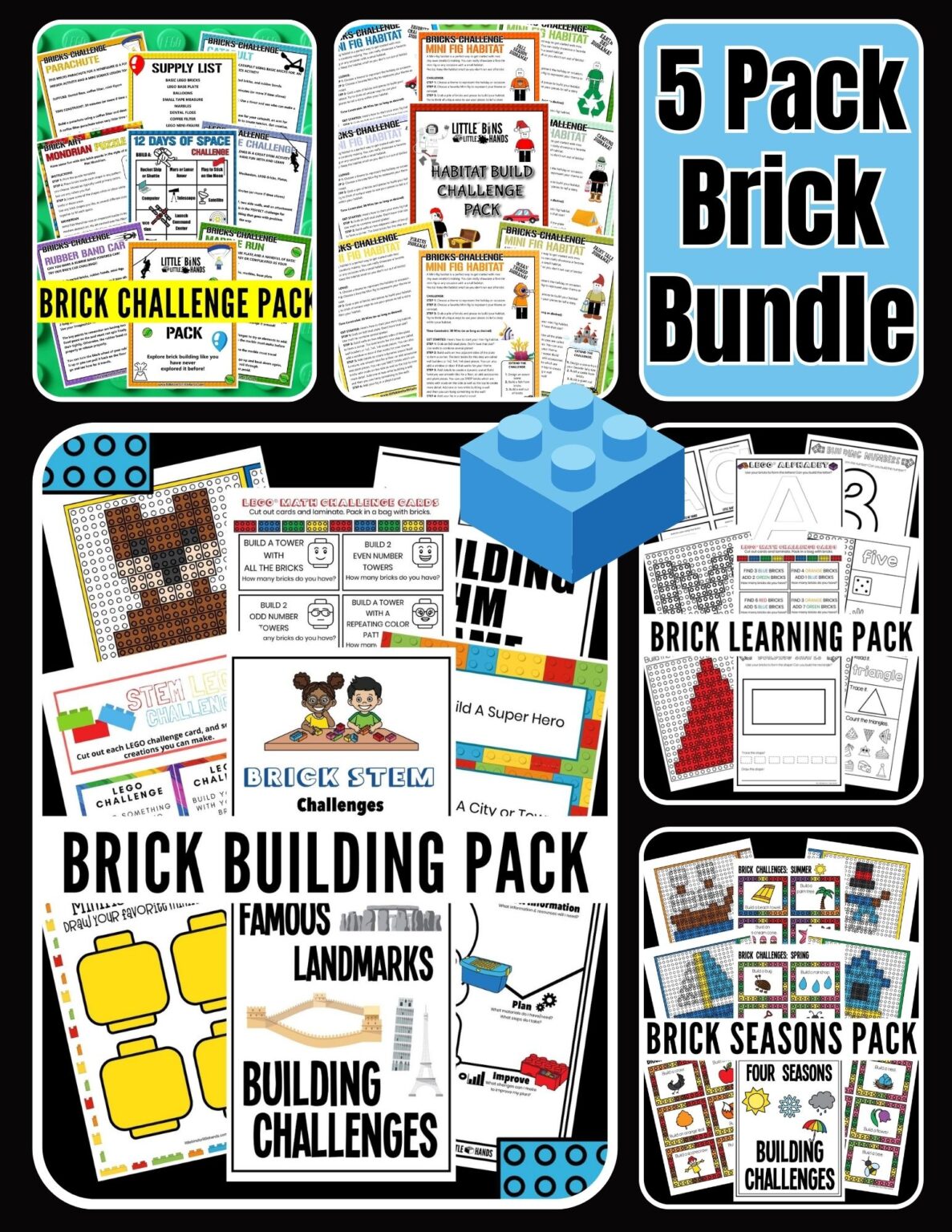 Fall Lego STEM Challenge Cards - Little Bins for Little Hands