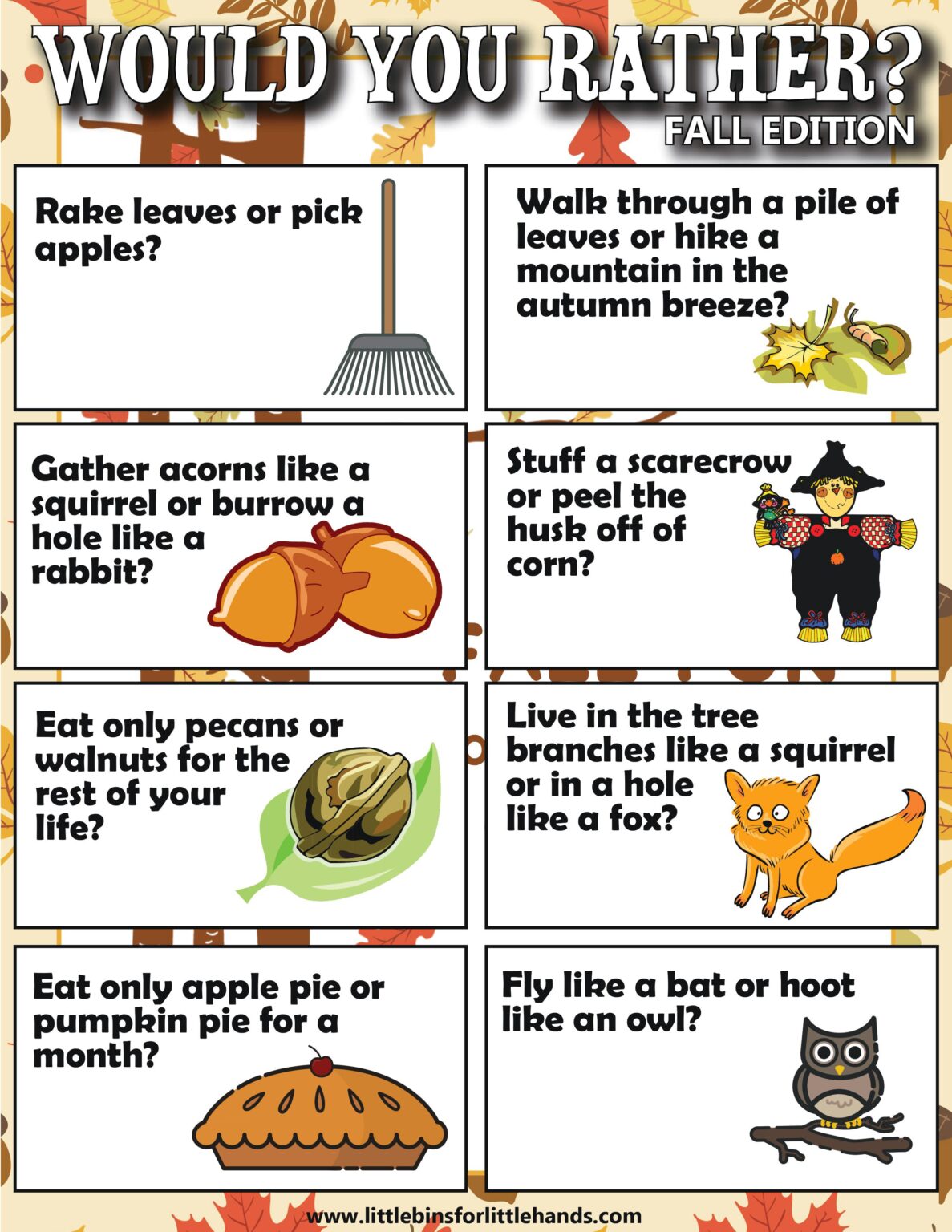 16 Fall Would You Rather Questions