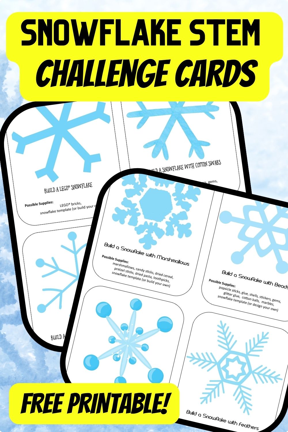 Snowflake STEM Challenge Cards - Little Bins for Little Hands